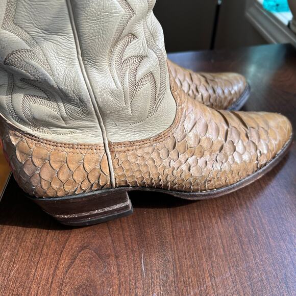 Nocona | Shoes | Vintage Nocona Python Cowboy Boots Mens Size 85 Cream ...